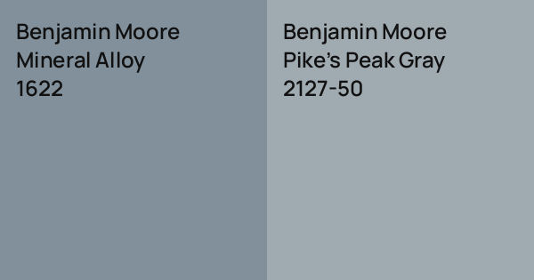 Benjamin Moore Mineral Alloy vs. Benjamin Moore Pike's Peak Gray comparison