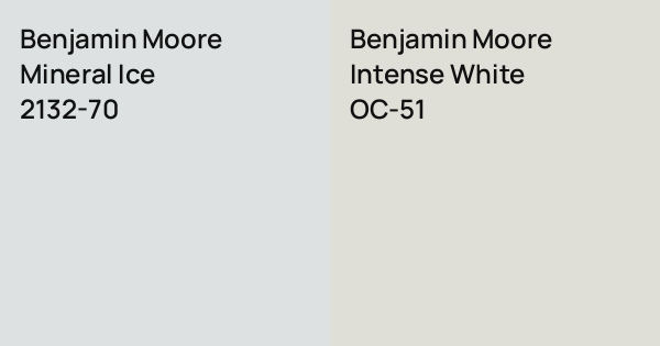 Benjamin Moore Mineral Ice vs. Benjamin Moore Intense White comparison