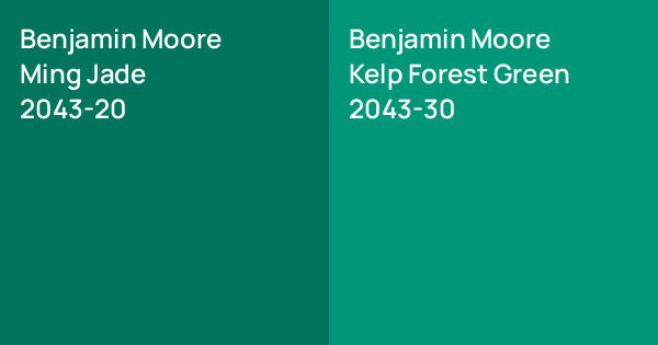 Benjamin Moore Ming Jade vs. Benjamin Moore Kelp Forest Green comparison