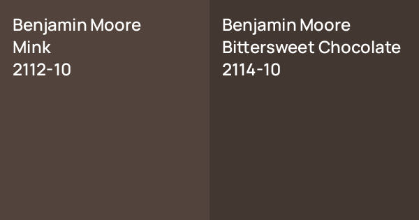 Benjamin Moore Mink vs. Benjamin Moore Bittersweet Chocolate comparison