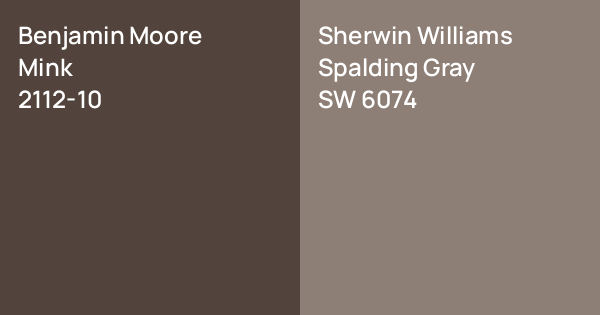 Benjamin Moore Mink vs. Sherwin Williams Spalding Gray comparison