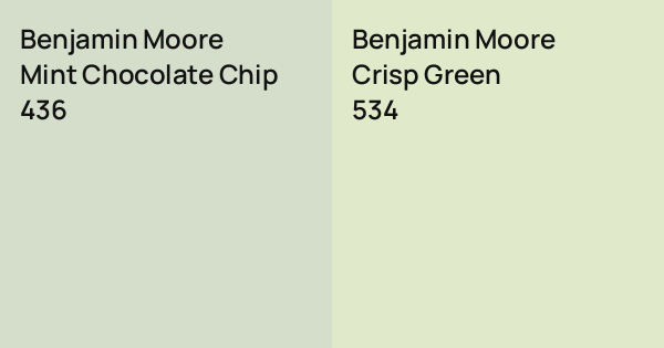 Benjamin Moore Mint Chocolate Chip vs. Benjamin Moore Crisp Green ...