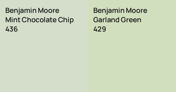 Benjamin Moore Mint Chocolate Chip vs. Benjamin Moore Garland Green ...