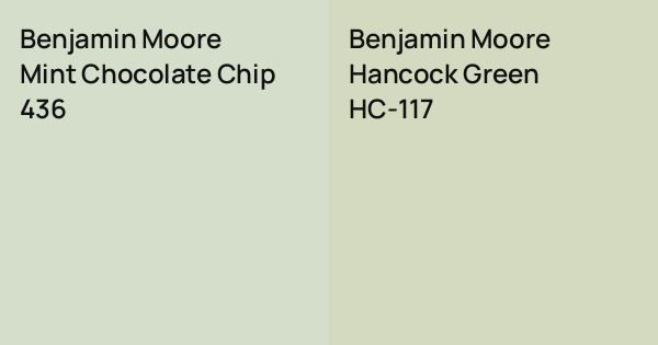 Benjamin Moore Mint Chocolate Chip vs. Benjamin Moore Hancock Green ...