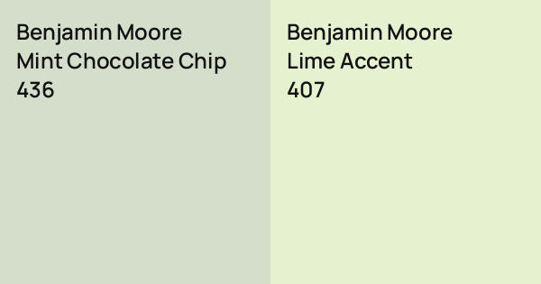 Benjamin Moore Mint Chocolate Chip vs. Benjamin Moore Lime Accent ...