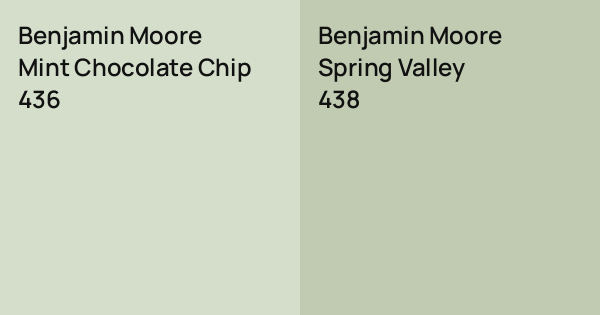 Benjamin Moore Mint Chocolate Chip vs. Benjamin Moore Spring Valley ...