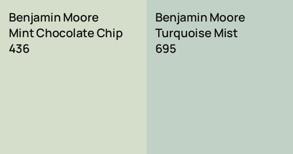 Benjamin Moore Mint Chocolate Chip vs. Benjamin Moore Turquoise Mist ...