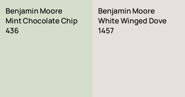 Benjamin Moore Mint Chocolate Chip vs. Benjamin Moore White Winged Dove ...