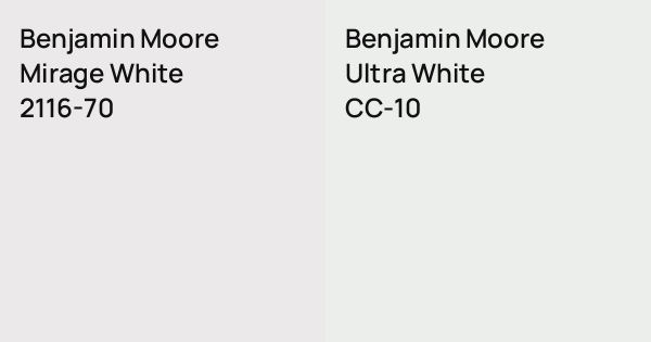Benjamin Moore Mirage White vs. Benjamin Moore Ultra White comparison
