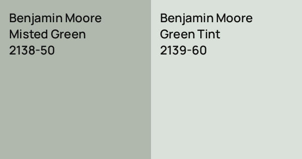 Benjamin Moore Misted Green vs. Benjamin Moore Green Tint comparison