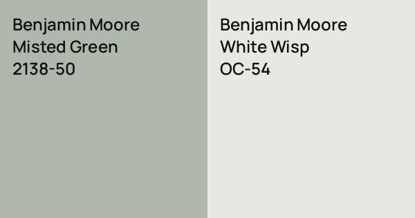 Benjamin Moore Misted Green vs. Benjamin Moore White Wisp comparison