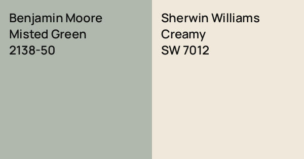 Benjamin Moore Misted Green vs. Sherwin Williams Creamy comparison