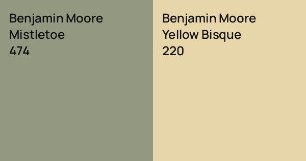 Benjamin Moore Mistletoe vs. Benjamin Moore Yellow Bisque comparison
