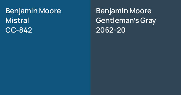 Benjamin Moore Mistral vs. Benjamin Moore Gentleman's Gray comparison