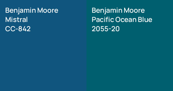 Benjamin Moore Mistral vs. Benjamin Moore Pacific Ocean Blue comparison