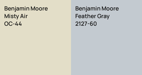 Benjamin Moore Misty Air vs. Benjamin Moore Feather Gray comparison