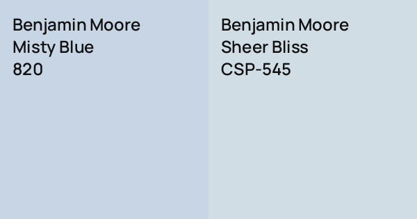 Benjamin Moore Misty Blue vs. Benjamin Moore Sheer Bliss comparison