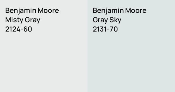 Benjamin Moore Misty Gray vs. Benjamin Moore Gray Sky comparison