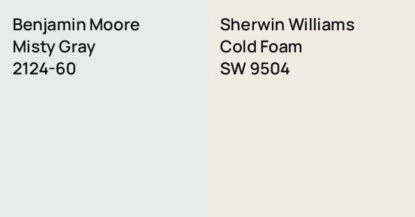 Benjamin Moore Misty Gray vs. Sherwin Williams Cold Foam comparison