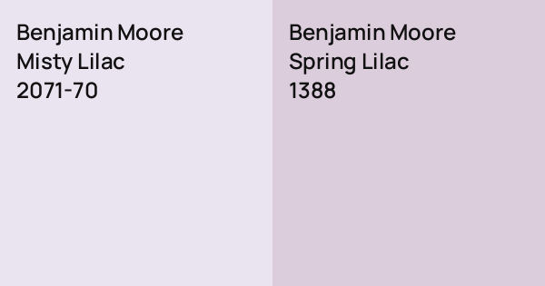 Benjamin Moore Misty Lilac vs. Benjamin Moore Spring Lilac comparison