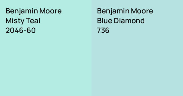 Benjamin Moore Misty Teal vs. Benjamin Moore Blue Diamond comparison