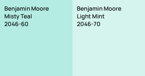 Benjamin Moore Misty Teal vs. Benjamin Moore Light Mint comparison