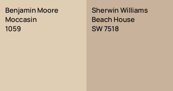 Benjamin Moore Moccasin vs. Sherwin Williams Beach House comparison