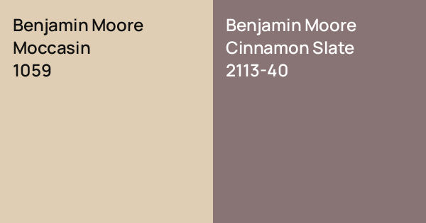 Benjamin Moore Moccasin vs. Benjamin Moore Cinnamon Slate comparison