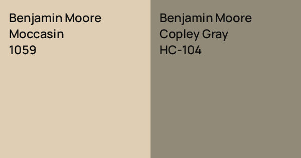 Benjamin Moore Moccasin vs. Benjamin Moore Copley Gray comparison