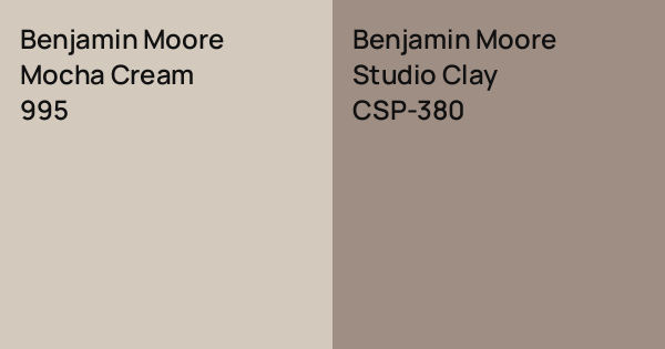 Benjamin Moore Mocha Cream vs. Benjamin Moore Studio Clay comparison