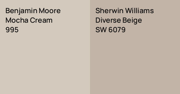 Benjamin Moore Mocha Cream vs. Sherwin Williams Diverse Beige comparison