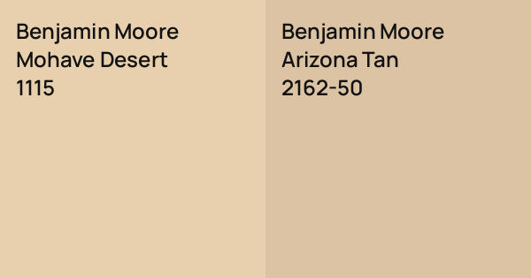 Benjamin Moore Mohave Desert vs. Benjamin Moore Arizona Tan comparison