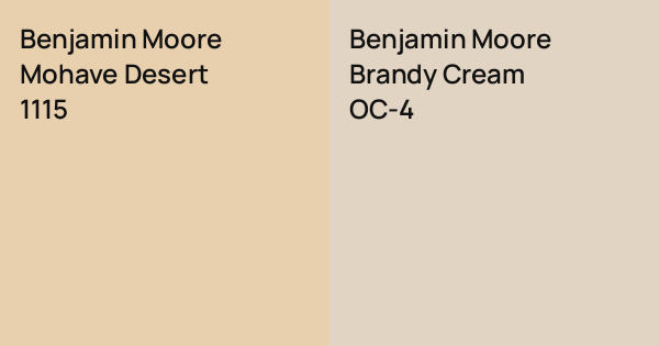 Benjamin Moore Mohave Desert vs. Benjamin Moore Brandy Cream comparison