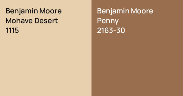 Benjamin Moore Mohave Desert vs. Benjamin Moore Penny comparison