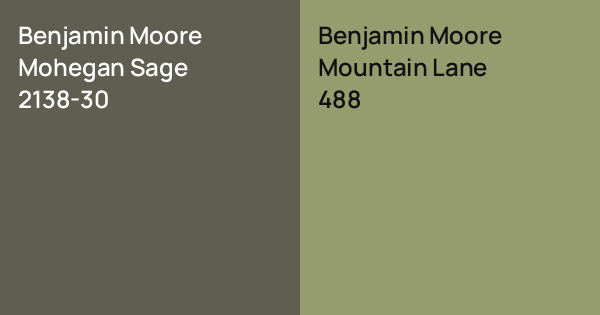 Benjamin Moore Mohegan Sage vs. Benjamin Moore Mountain Lane comparison