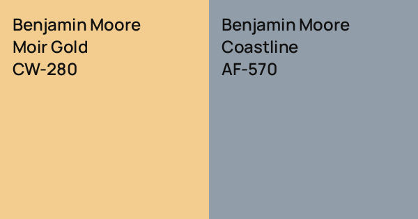 Benjamin Moore Moir Gold vs. Benjamin Moore Coastline comparison