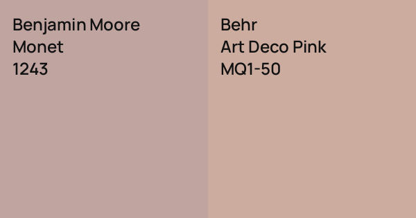 Benjamin Moore Monet vs. Behr Art Deco Pink comparison