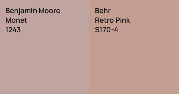 Benjamin Moore Monet vs. Behr Retro Pink comparison