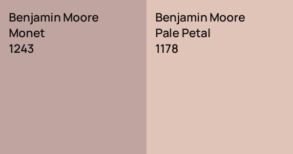 Benjamin Moore Monet vs. Benjamin Moore Pale Petal comparison