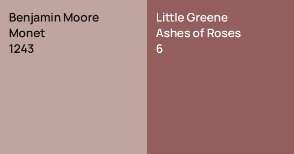 Benjamin Moore Monet vs. Little Greene Ashes of Roses comparison