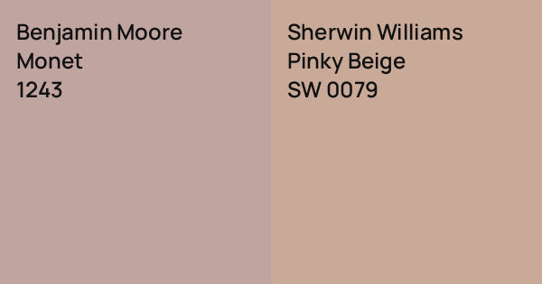 Benjamin Moore Monet vs. Sherwin Williams Pinky Beige comparison