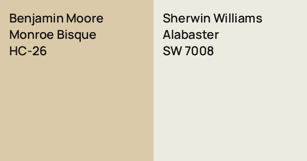 Benjamin Moore Monroe Bisque vs. Sherwin Williams Alabaster comparison