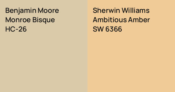 Benjamin Moore Monroe Bisque vs. Sherwin Williams Ambitious Amber ...