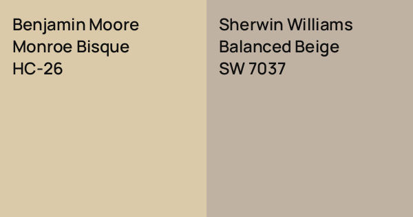 Benjamin Moore Monroe Bisque vs. Sherwin Williams Balanced Beige comparison