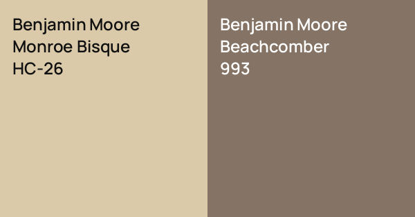 Benjamin Moore Monroe Bisque vs. Benjamin Moore Beachcomber comparison