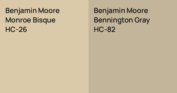 Benjamin Moore Monroe Bisque vs. Benjamin Moore Bennington Gray comparison
