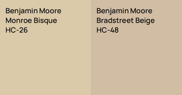Benjamin Moore Monroe Bisque vs. Benjamin Moore Bradstreet Beige comparison