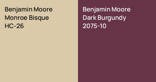 Benjamin Moore Monroe Bisque vs. Benjamin Moore Dark Burgundy comparison