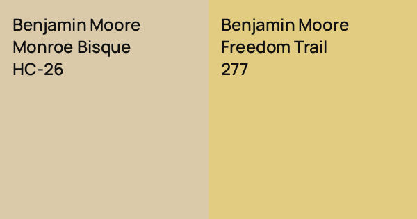 Benjamin Moore Monroe Bisque vs. Benjamin Moore Freedom Trail comparison