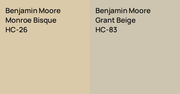 Benjamin Moore Monroe Bisque vs. Benjamin Moore Grant Beige comparison